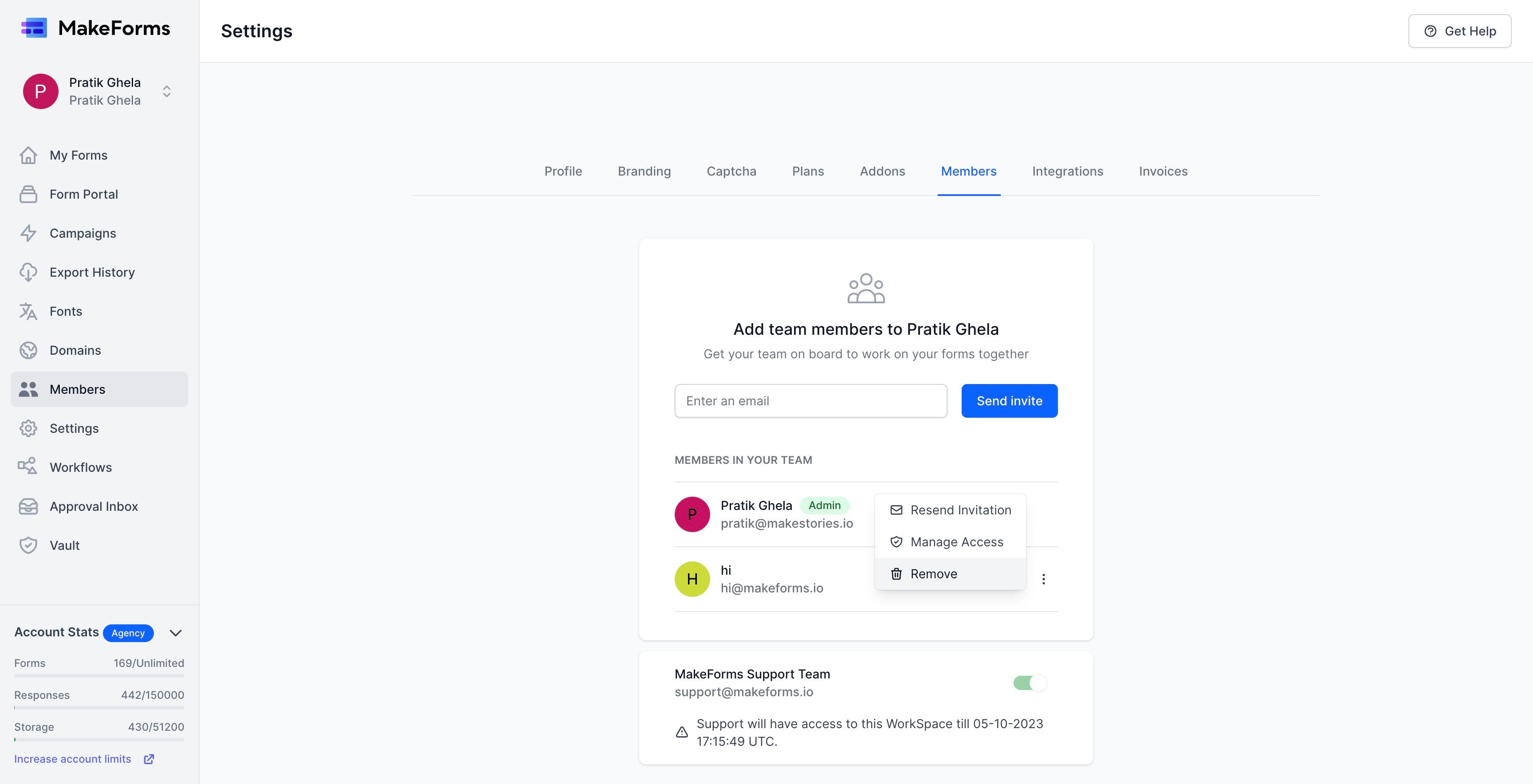 Managing Members and Access Control Lists (ACLs) - MakeForms