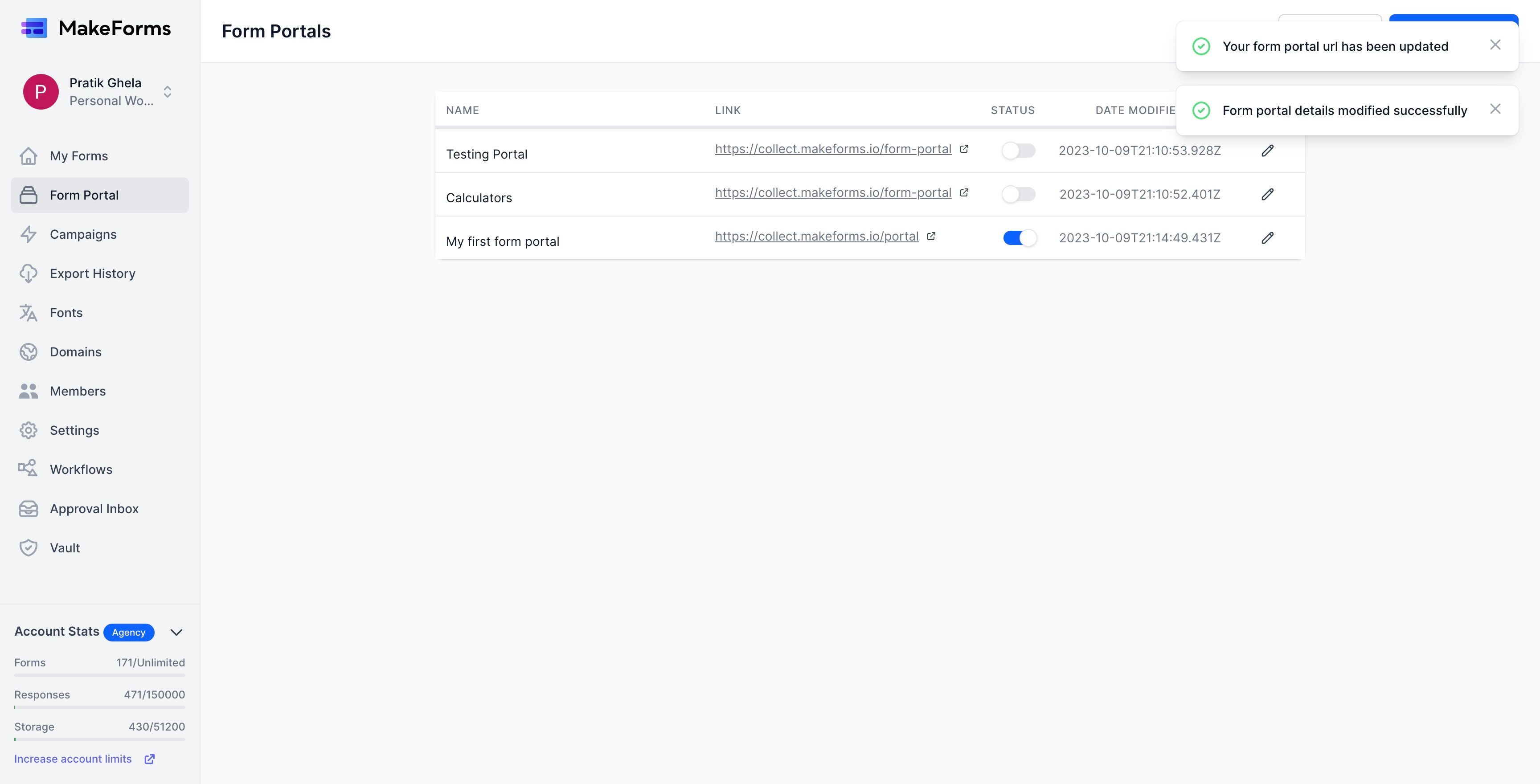 Setting Up And Managing Form Portals - MakeForms