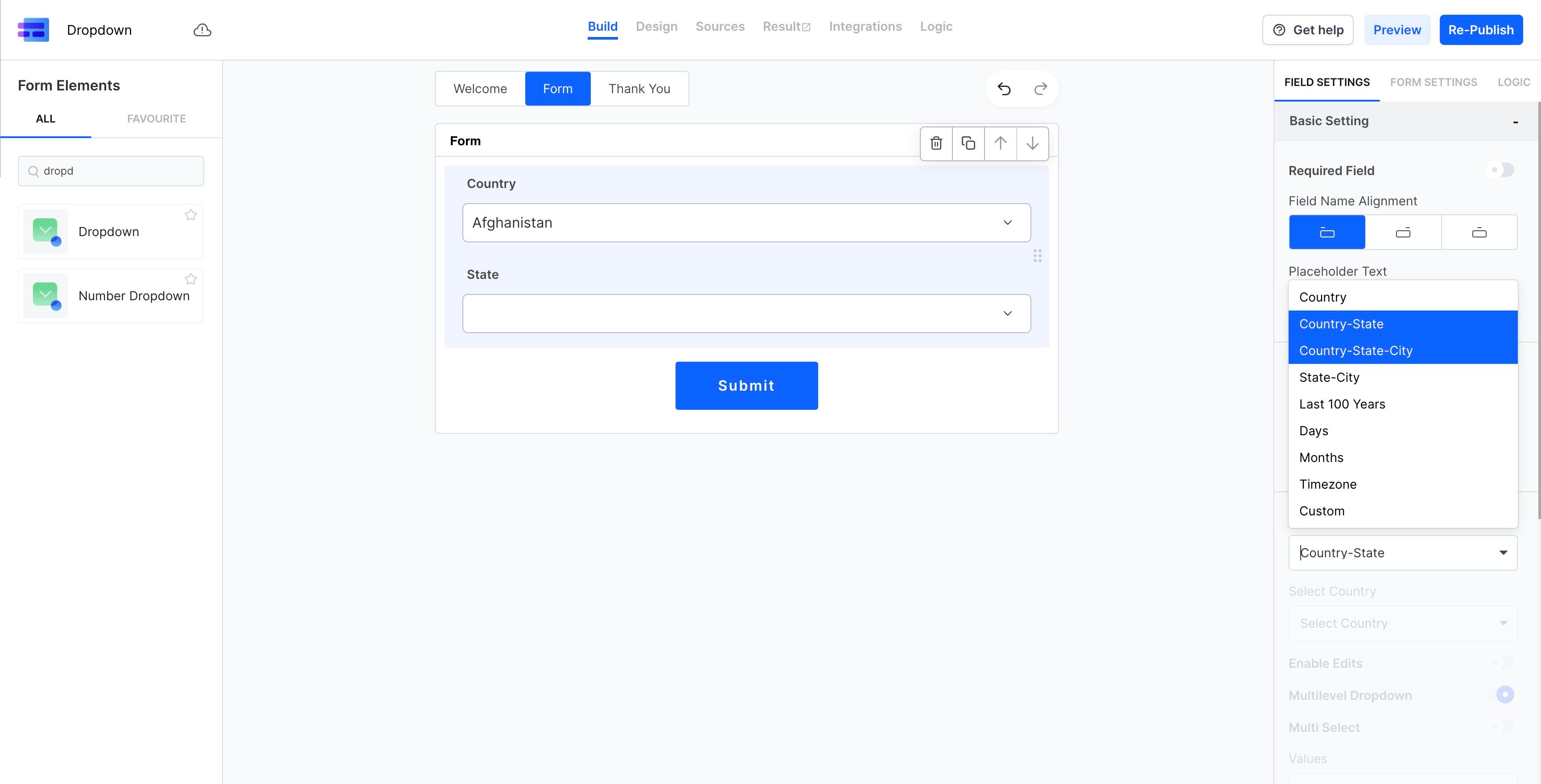 Creating Country State City Dropdown in MakeForms - MakeForms
