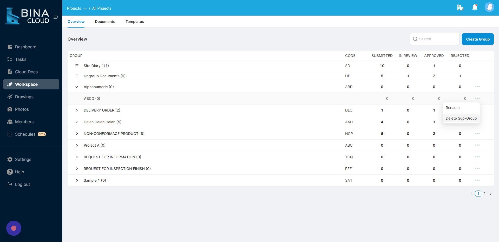 Delete Group - BINA User Manual