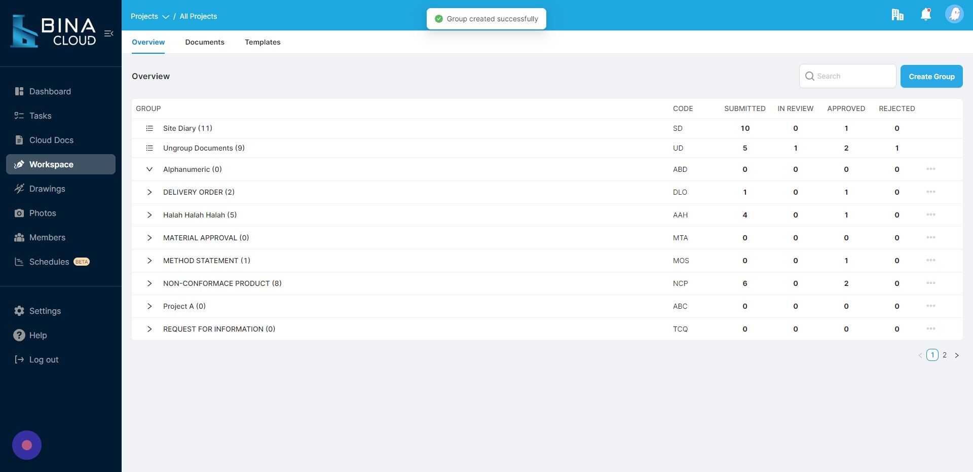Create Group - BINA User Manual