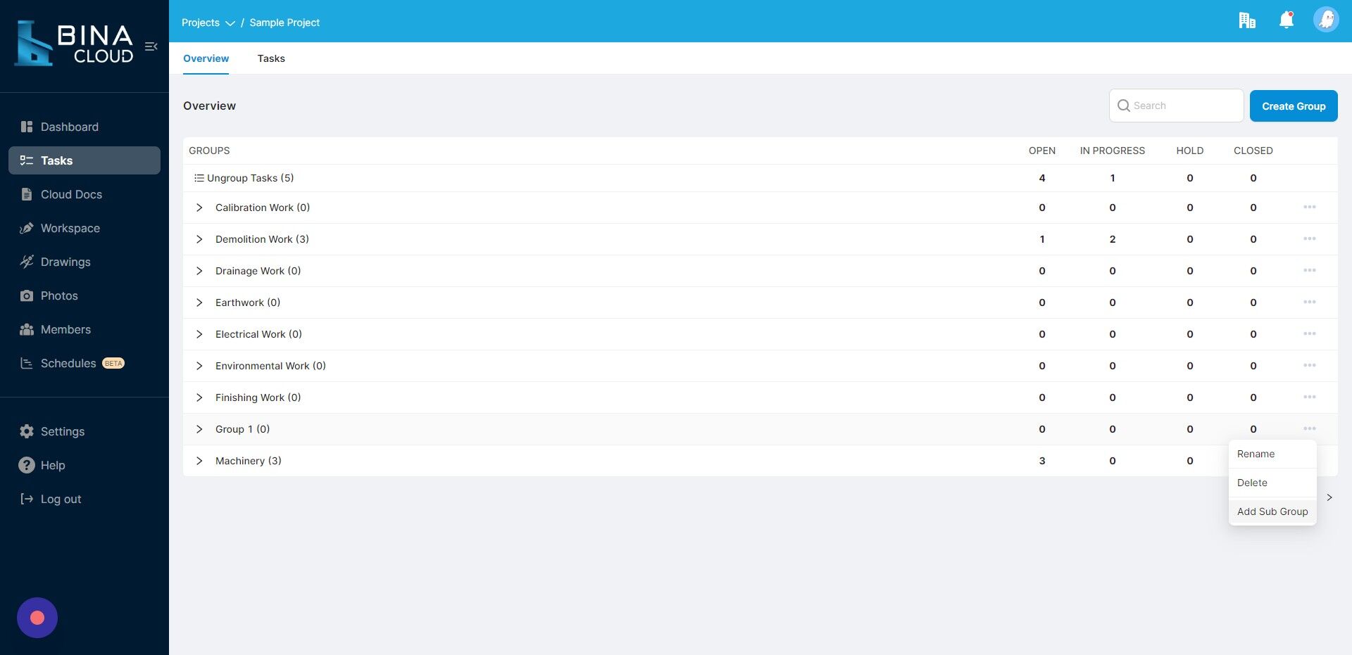Create Group - BINA User Manual