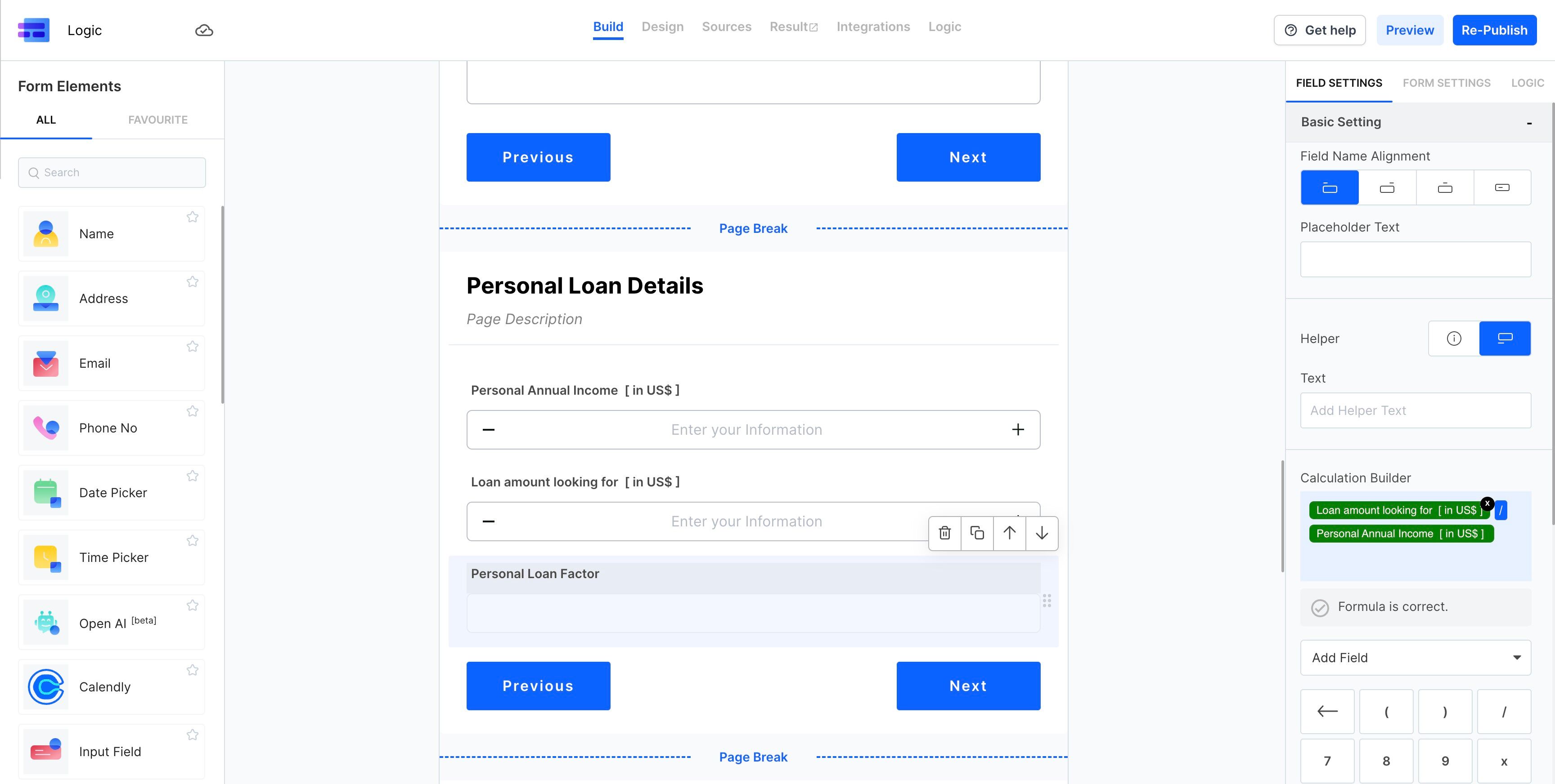Building Loan Eligibility Form - Part 1 - MakeForms