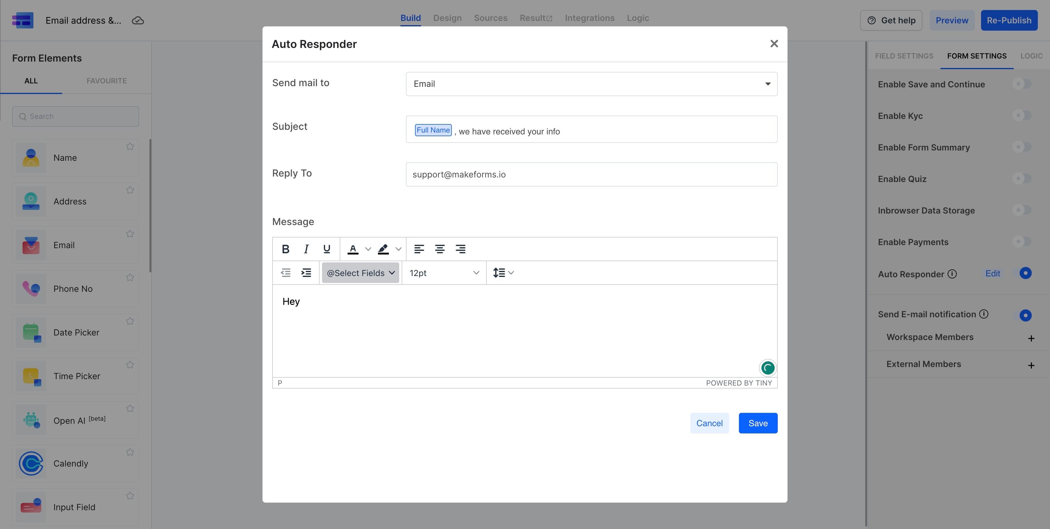 Setting up auto responders in MakeForms - MakeForms