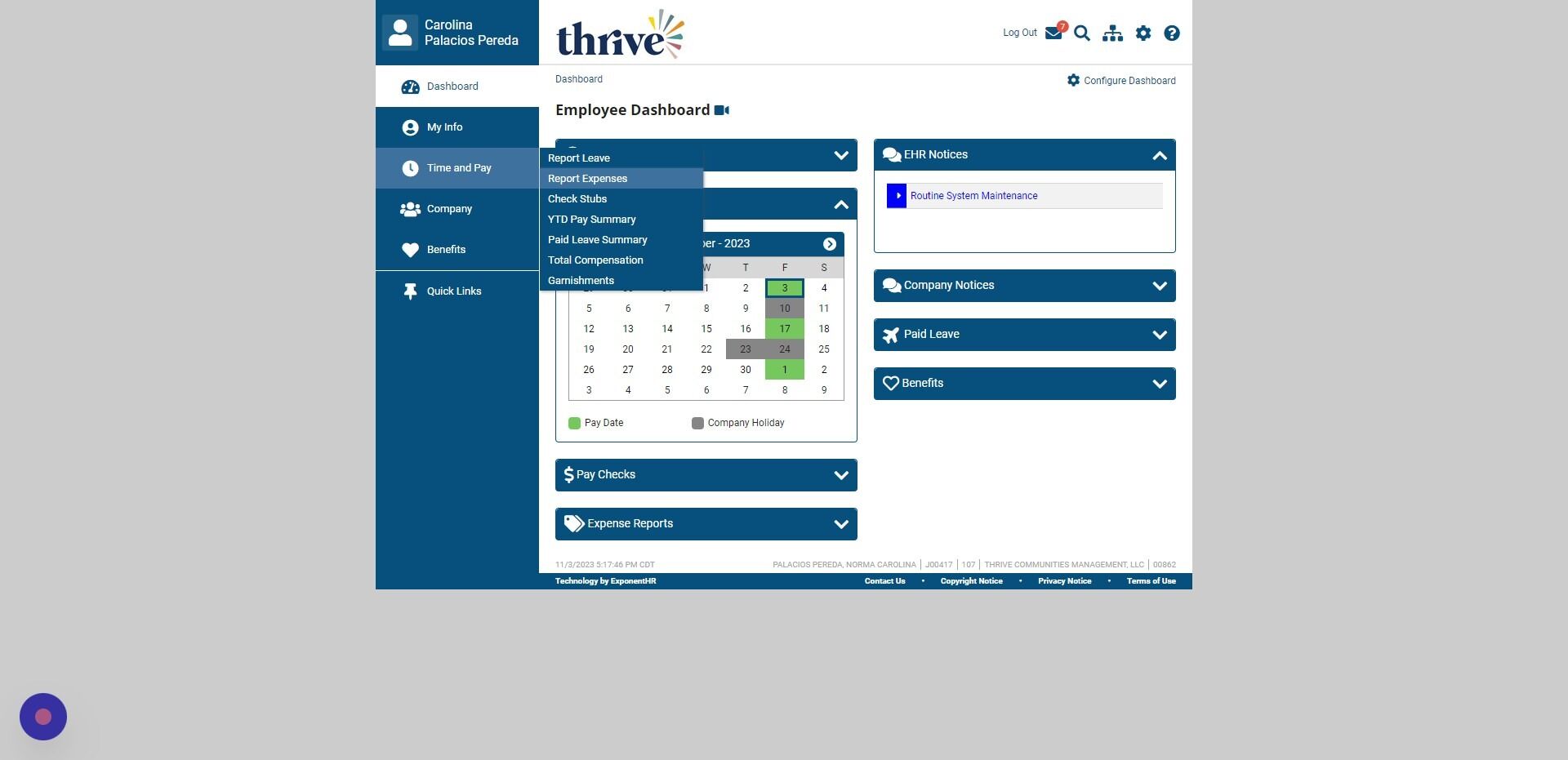 Submitting an Expense Report & Mileage Reimbursement in Exponent HR – Thrive Communities