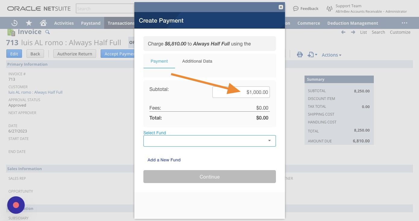 Making Partial Payments for Invoices using the Virtual Terminal – Paystand Help Center