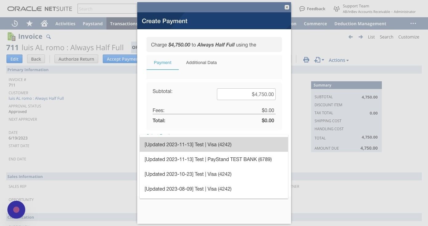 Paying an Invoice using the Virtual Terminal – Paystand Help Center