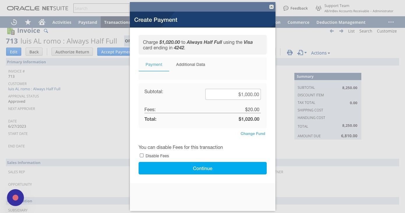 Making Partial Payments for Invoices using the Virtual Terminal – Paystand Help Center