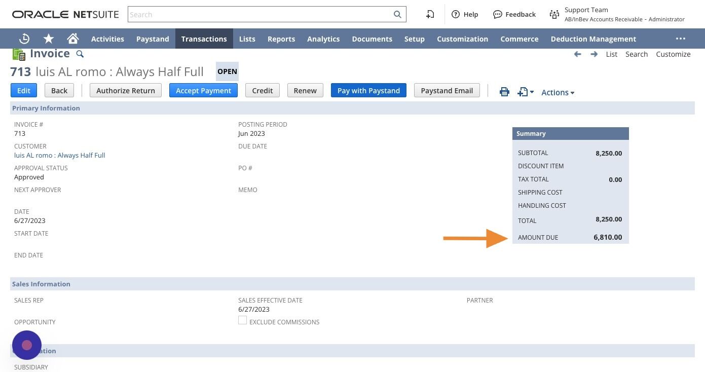 Making Partial Payments for Invoices using the Virtual Terminal – Paystand Help Center