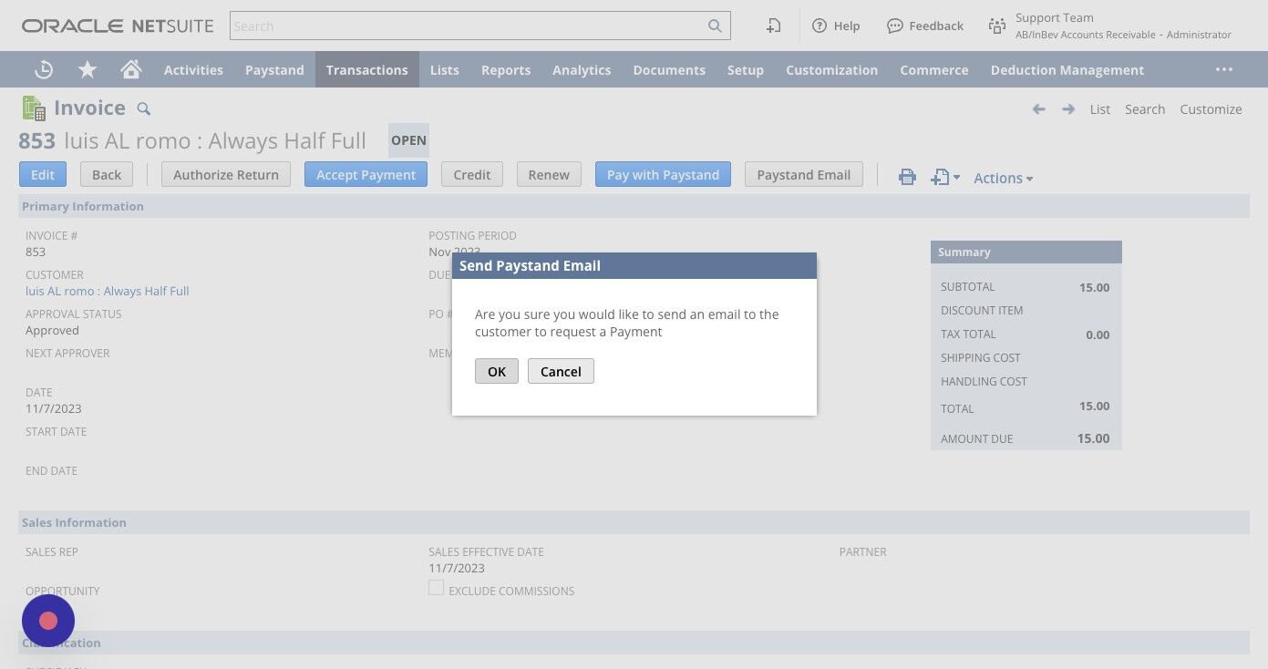 Sending a payment request for an Invoice – Paystand Help Center
