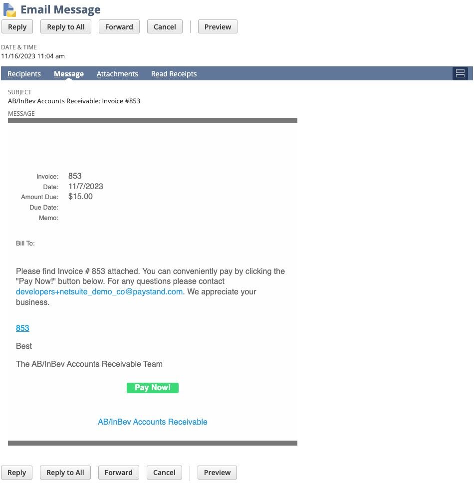 Sending a payment request for an Invoice – Paystand Help Center