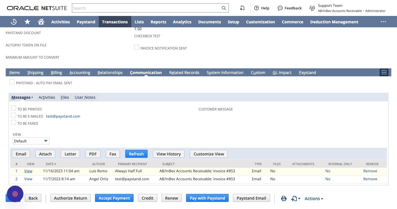Sending a payment request for an Invoice – Paystand Help Center