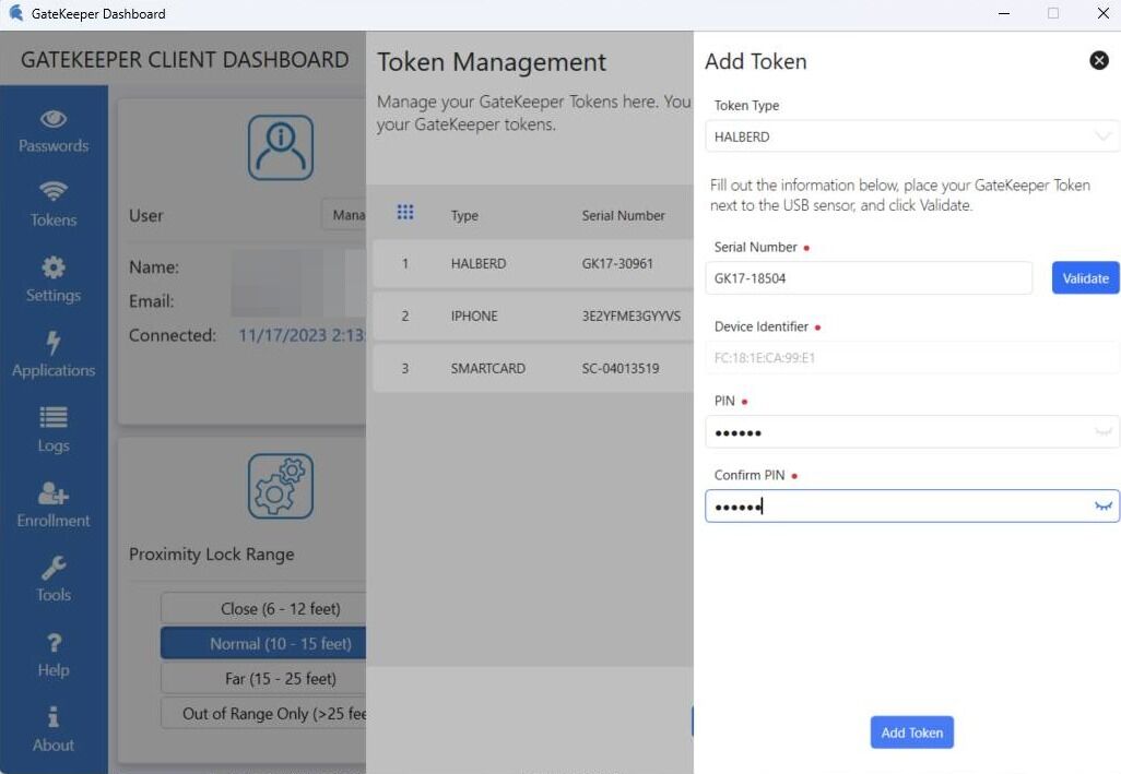 How to add a new GateKeeper token to a user. – GateKeeper