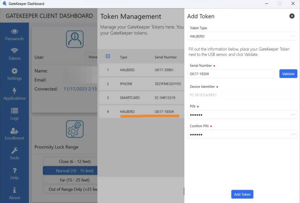 How to add a new GateKeeper token to a user. – GateKeeper
