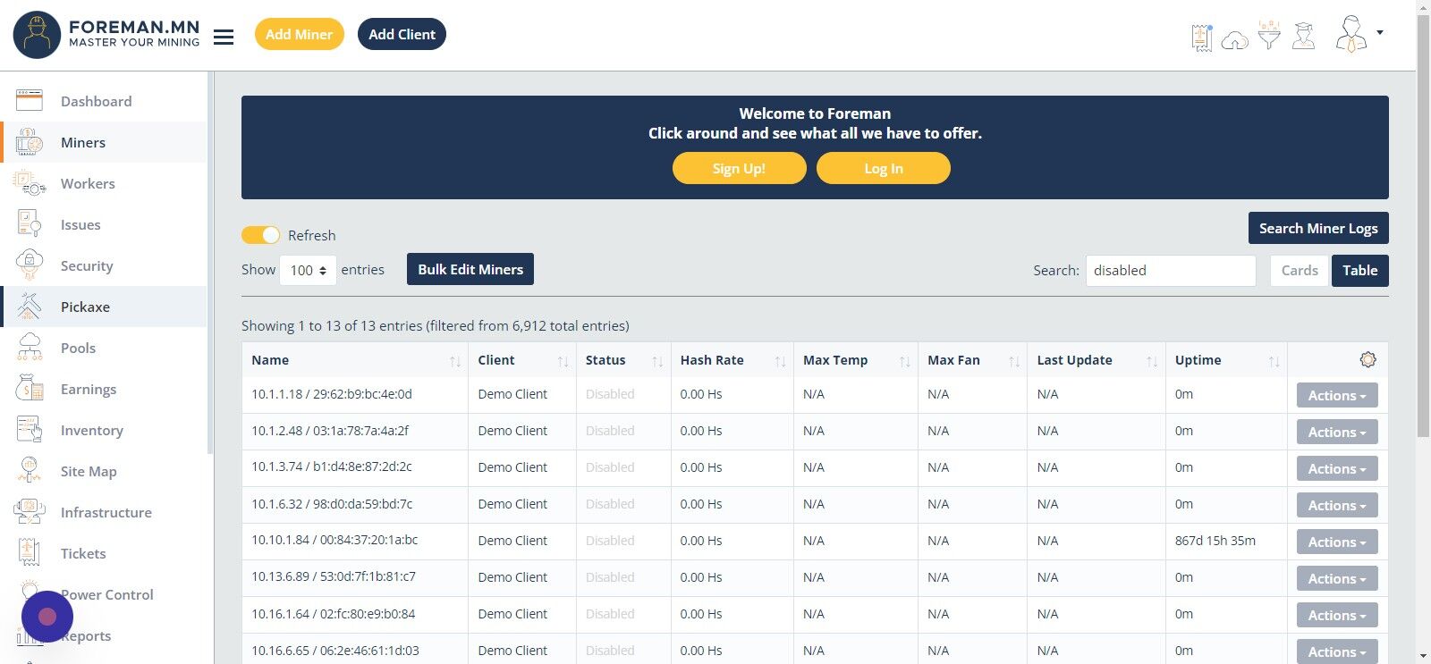 How To: Automatically Re-enable Disabled Miners On Foreman Dashboard – OBM