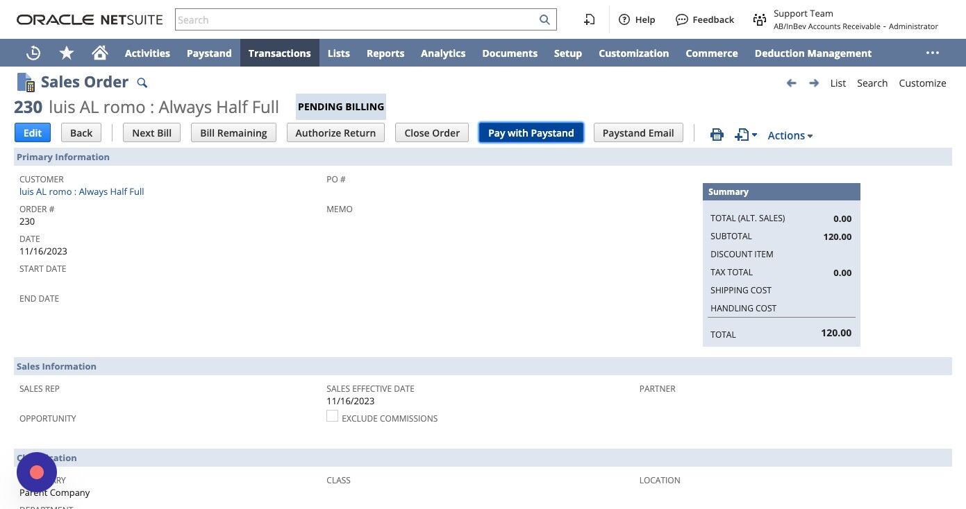 Paying a Sales Order (SO) using the Virtual Terminal – Paystand Help Center