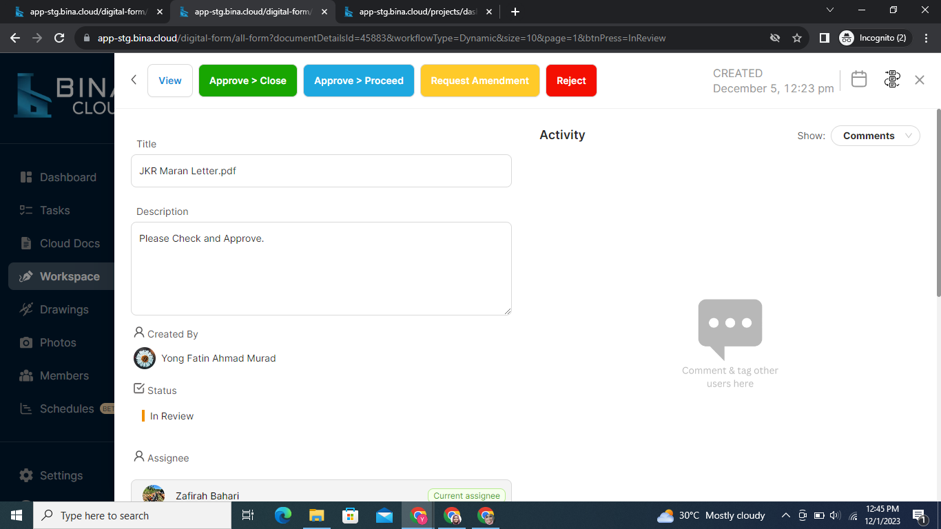 Dynamic Workflow - BINA User Manual