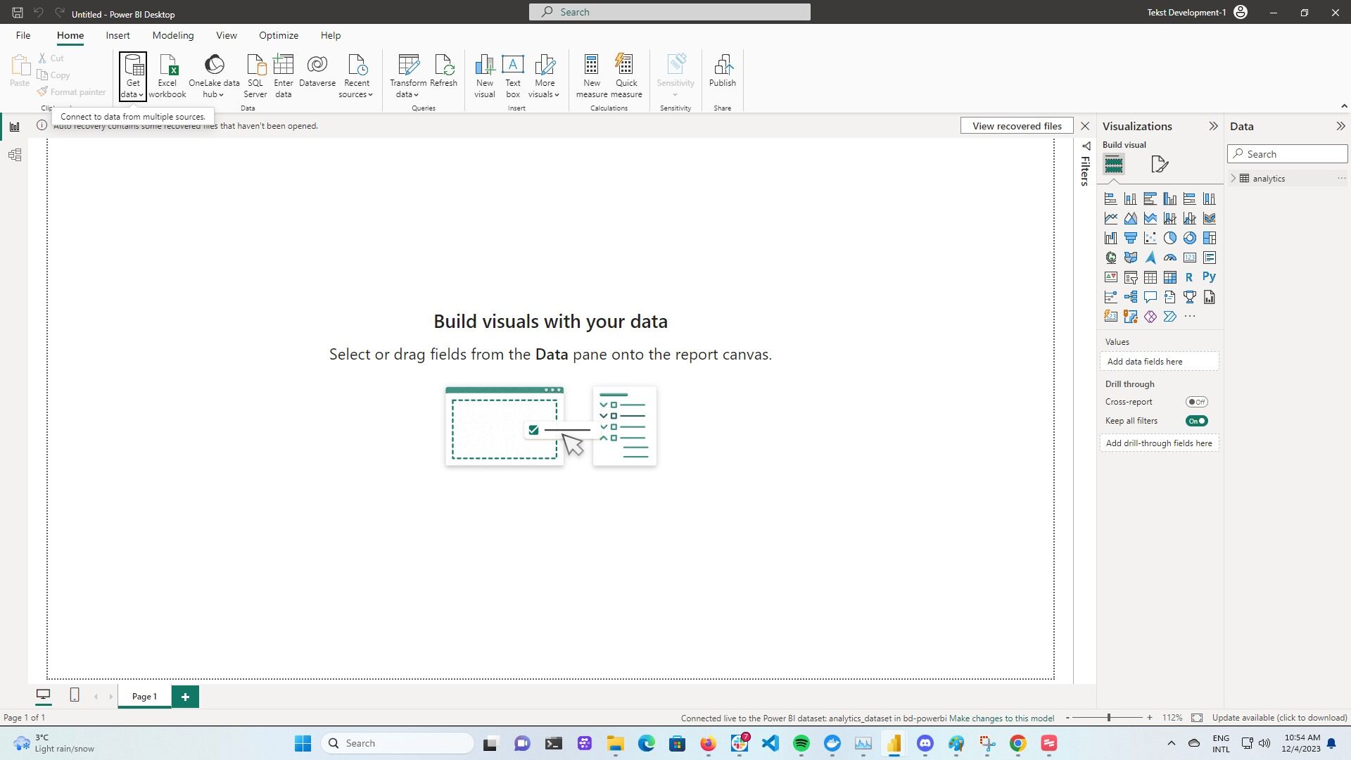 Load the Tekst example report template – Tekst