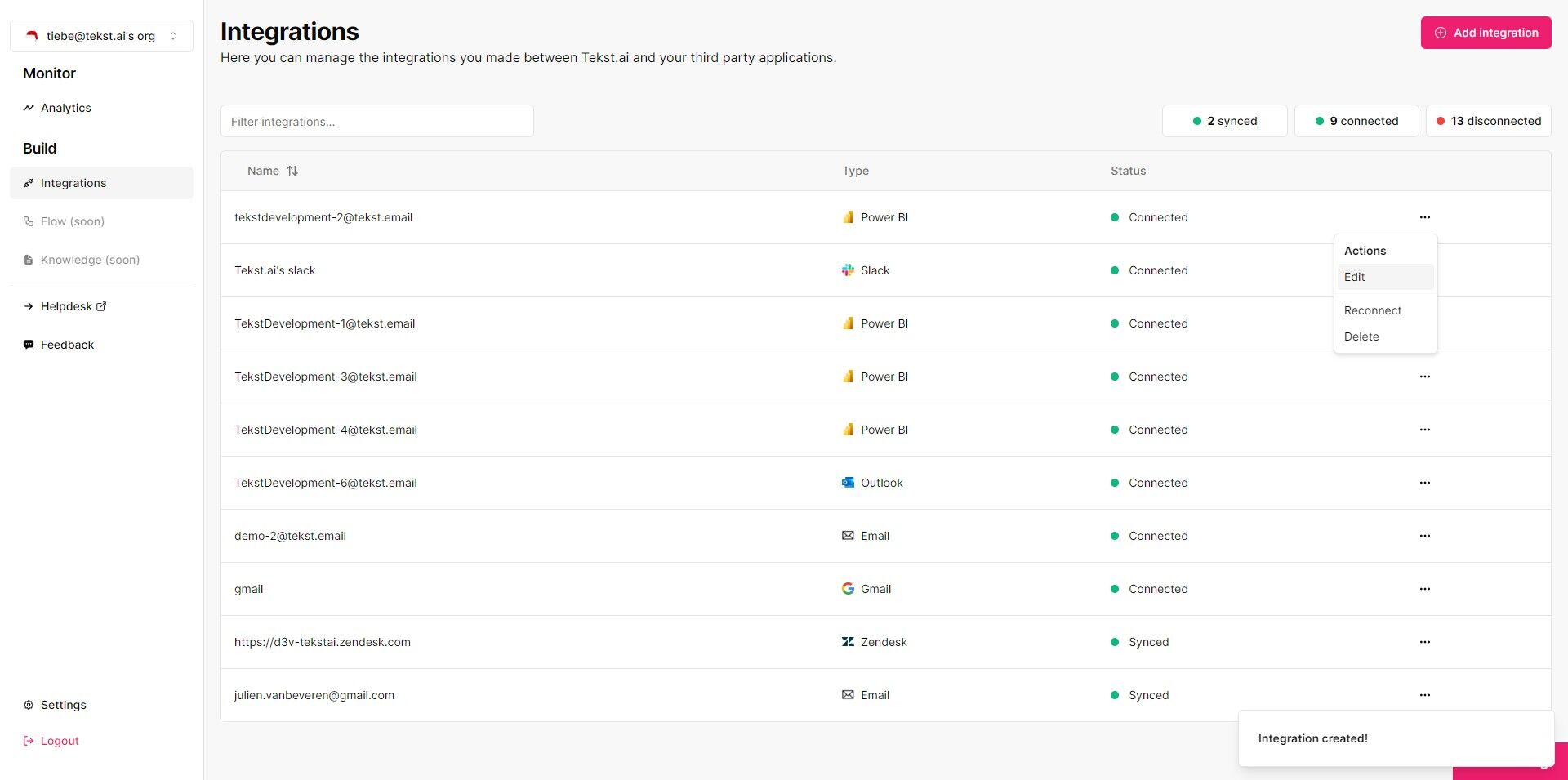 Configure the Power BI settings in the Tekst platform – Tekst