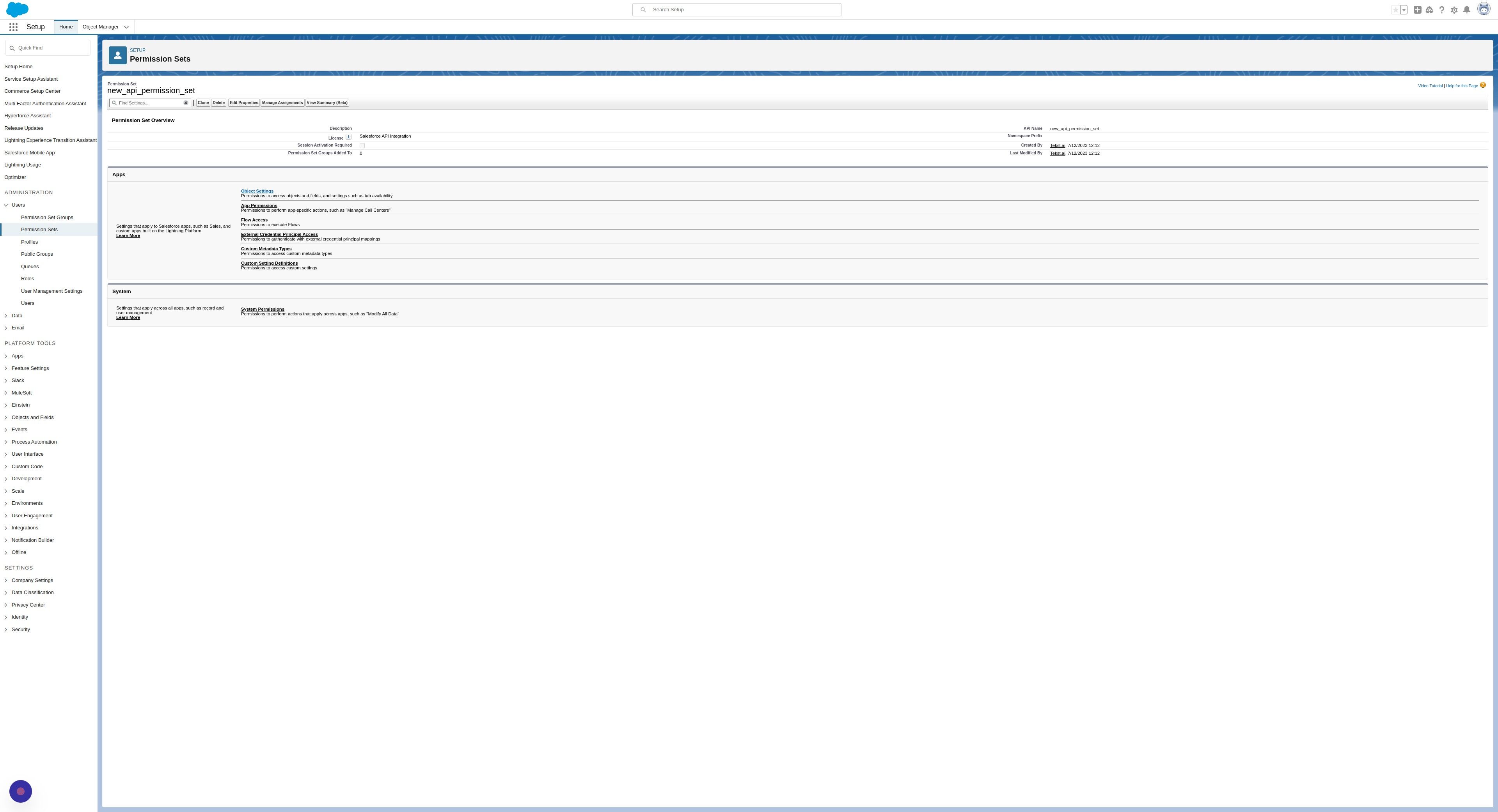 Salesforce permission set – Tekst