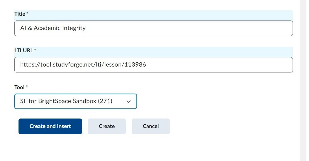 How to Add an LTI Link in D2L BrightSpace