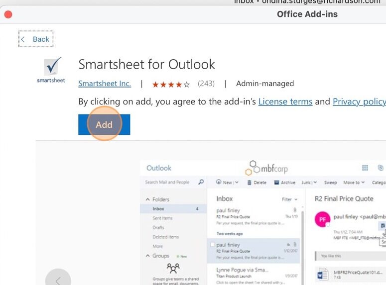 Install Smartsheet Add-in for Outlook - Product
