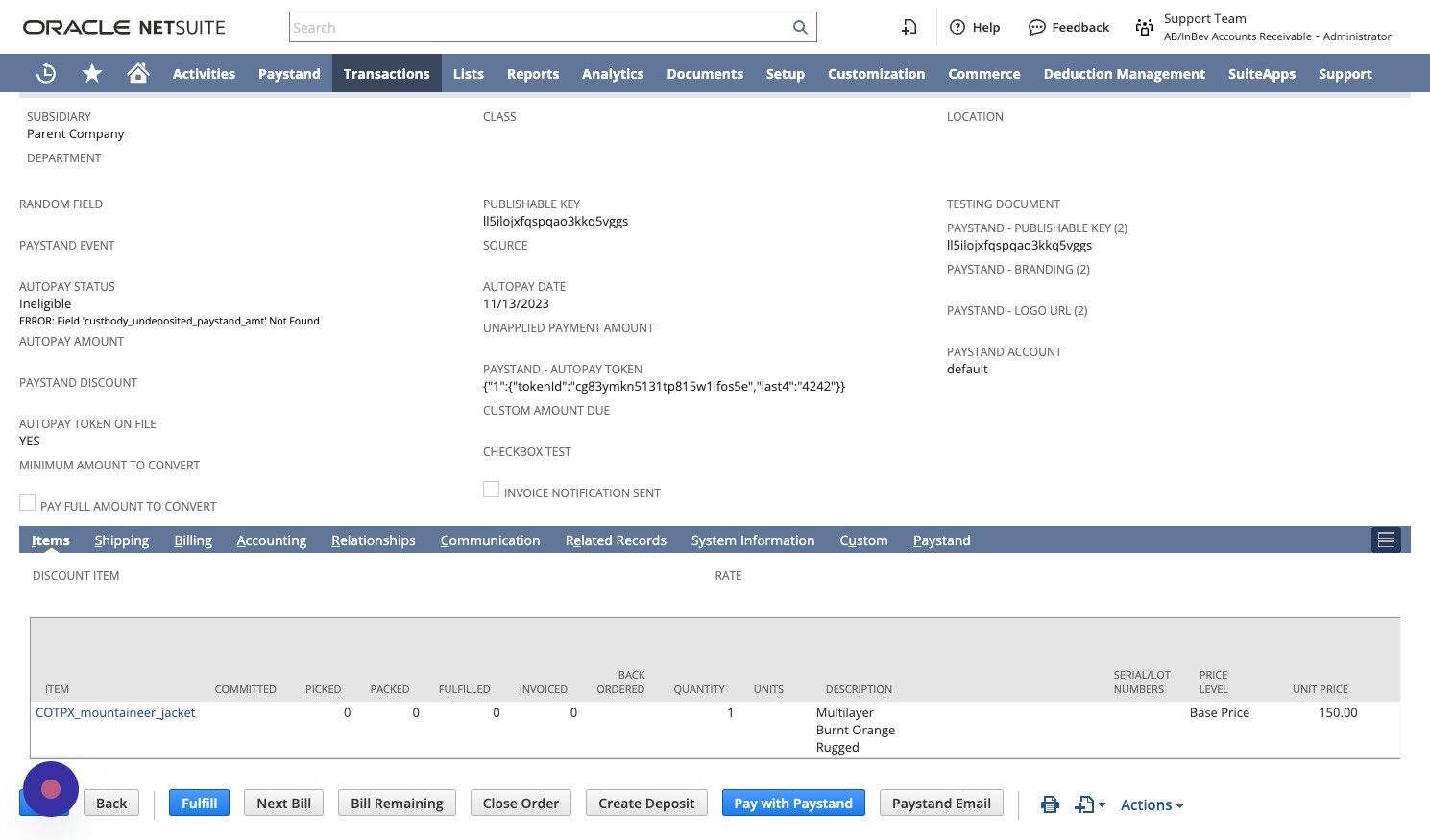 Sending a payment request for a Sales Order – Paystand Help Center