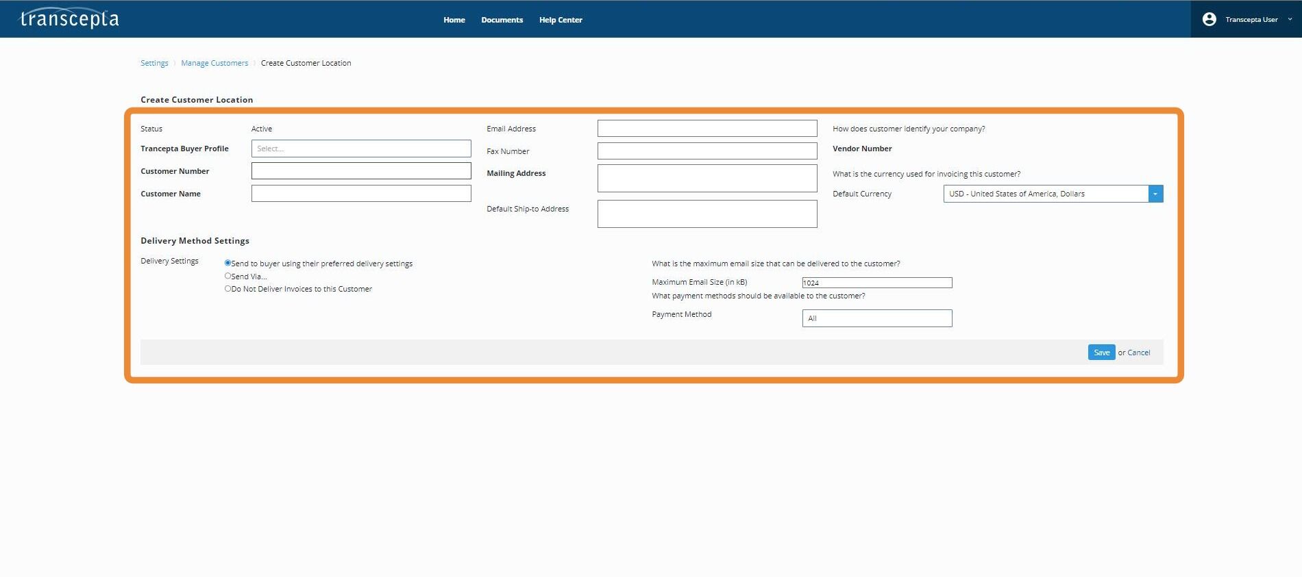 How to Add a New Customer Location – Transcepta
