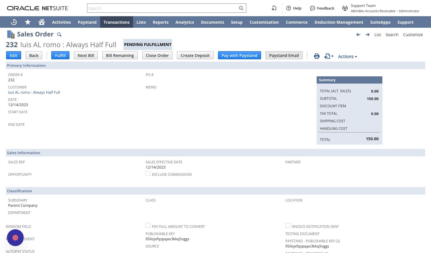 Sending a payment request for a Sales Order – Paystand Help Center