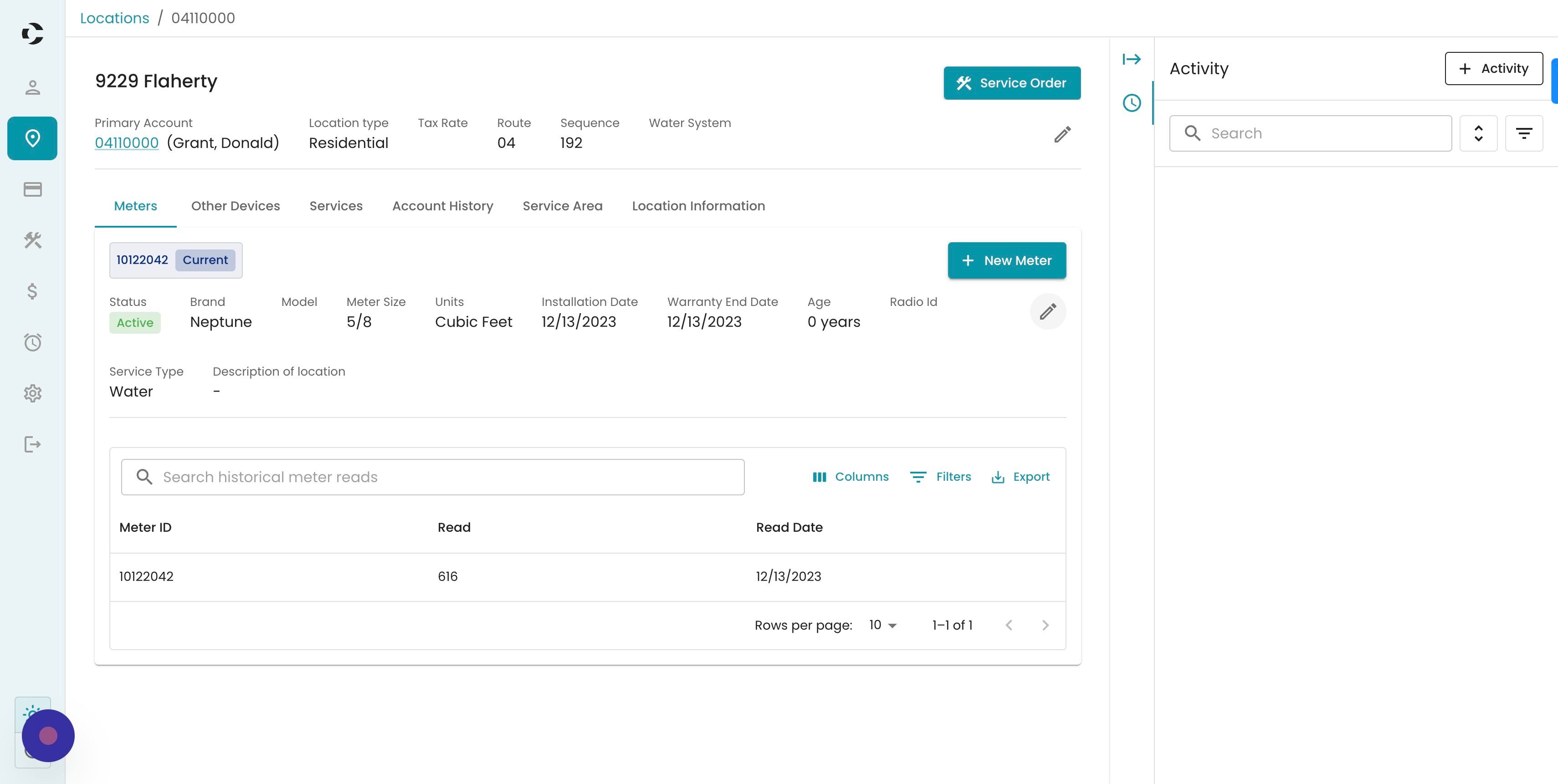 Accessing Meter Information on a Location - Current Knowledge Base