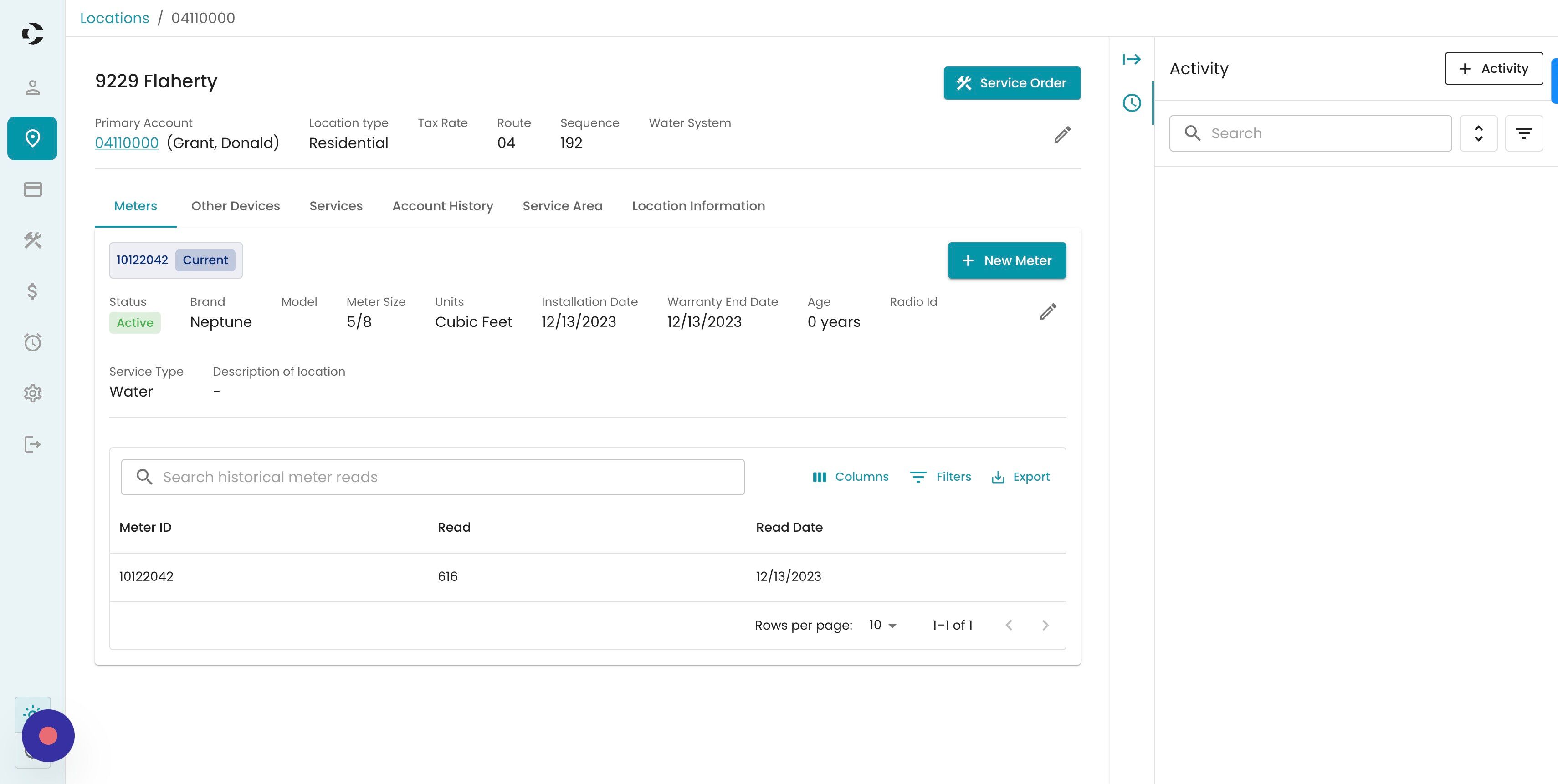 Accessing Meter Information on a Location - Current Knowledge Base