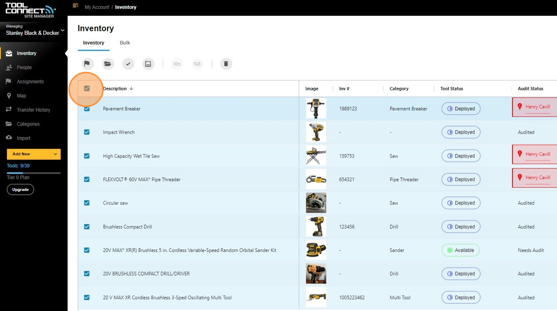 Exporting Inventory Dewalt