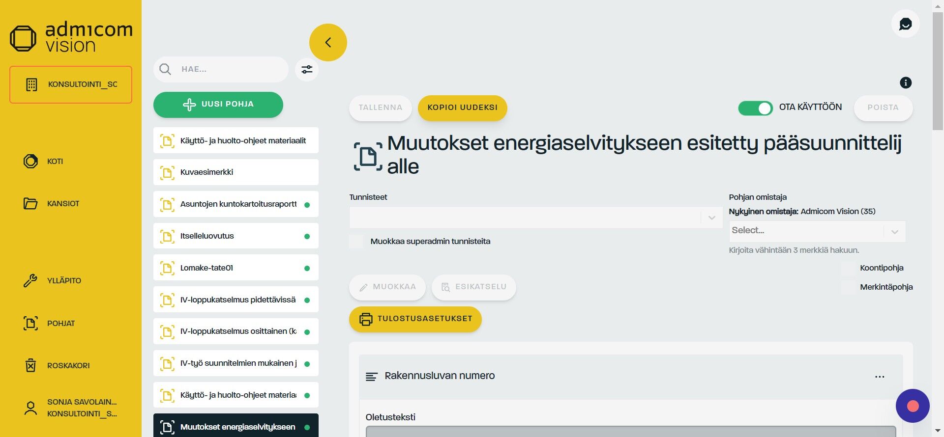 Pohjaeditori: Asiakirjapohjien luominen ja muokkaaminen - Admicom ...