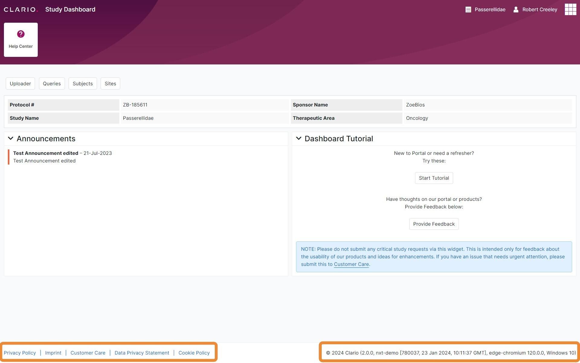 How do I effectively navigate the Clario Global Dashboard?