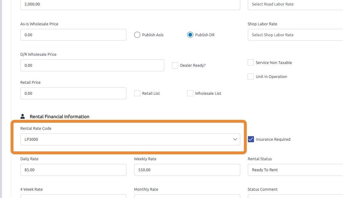 How to Create Rental Rate Codes and Assign to Equipment