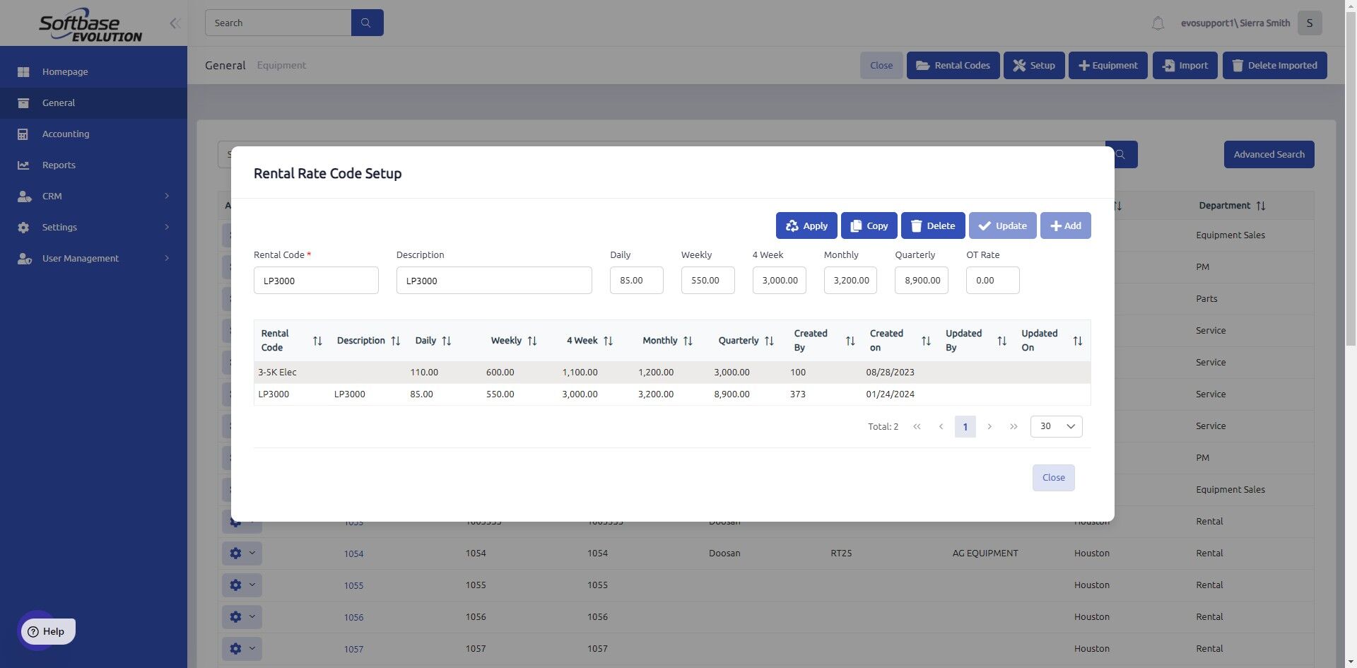 How to Create Rental Rate Codes and Assign to Equipment