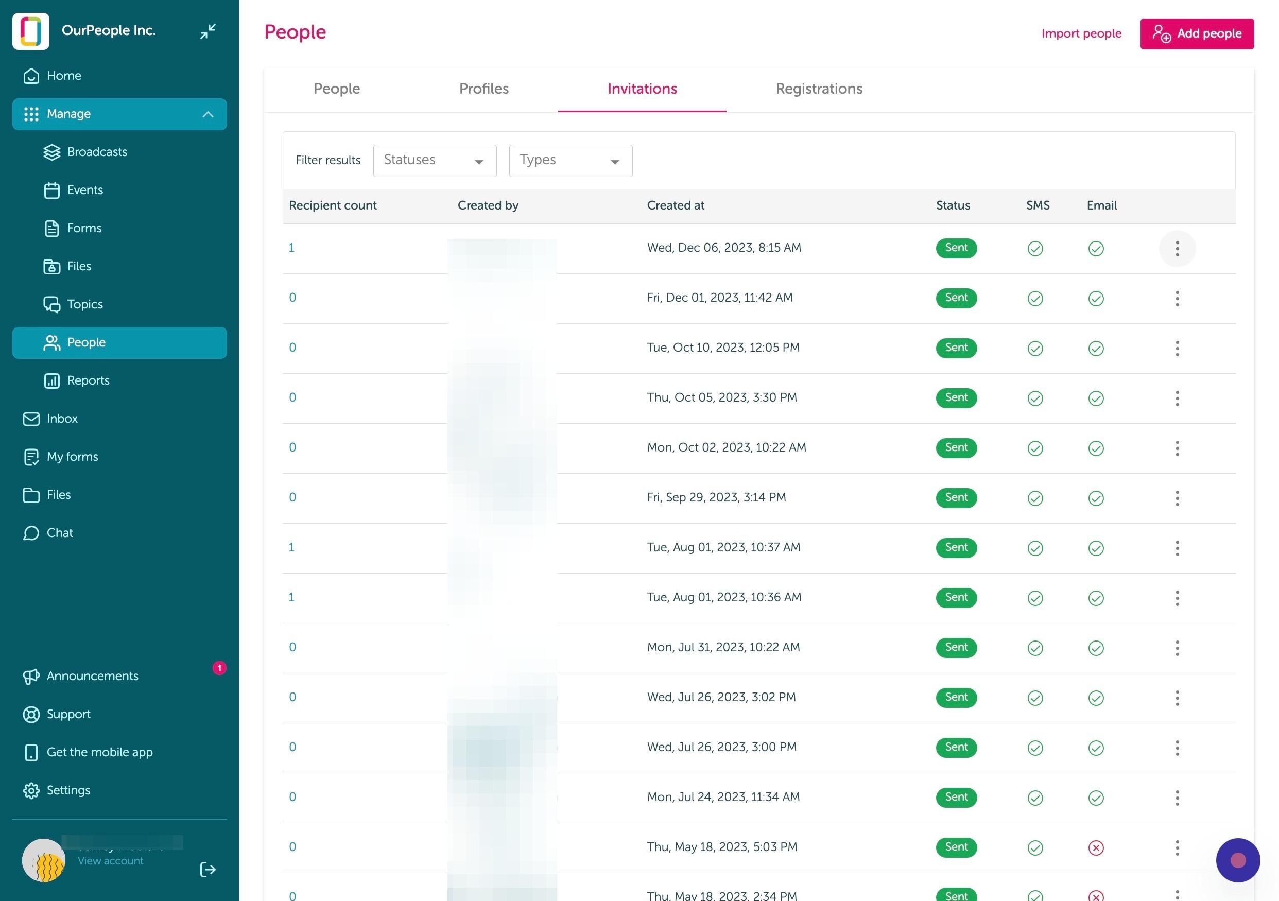 How to Manage Invites & Invite Status Explained – OurPeople