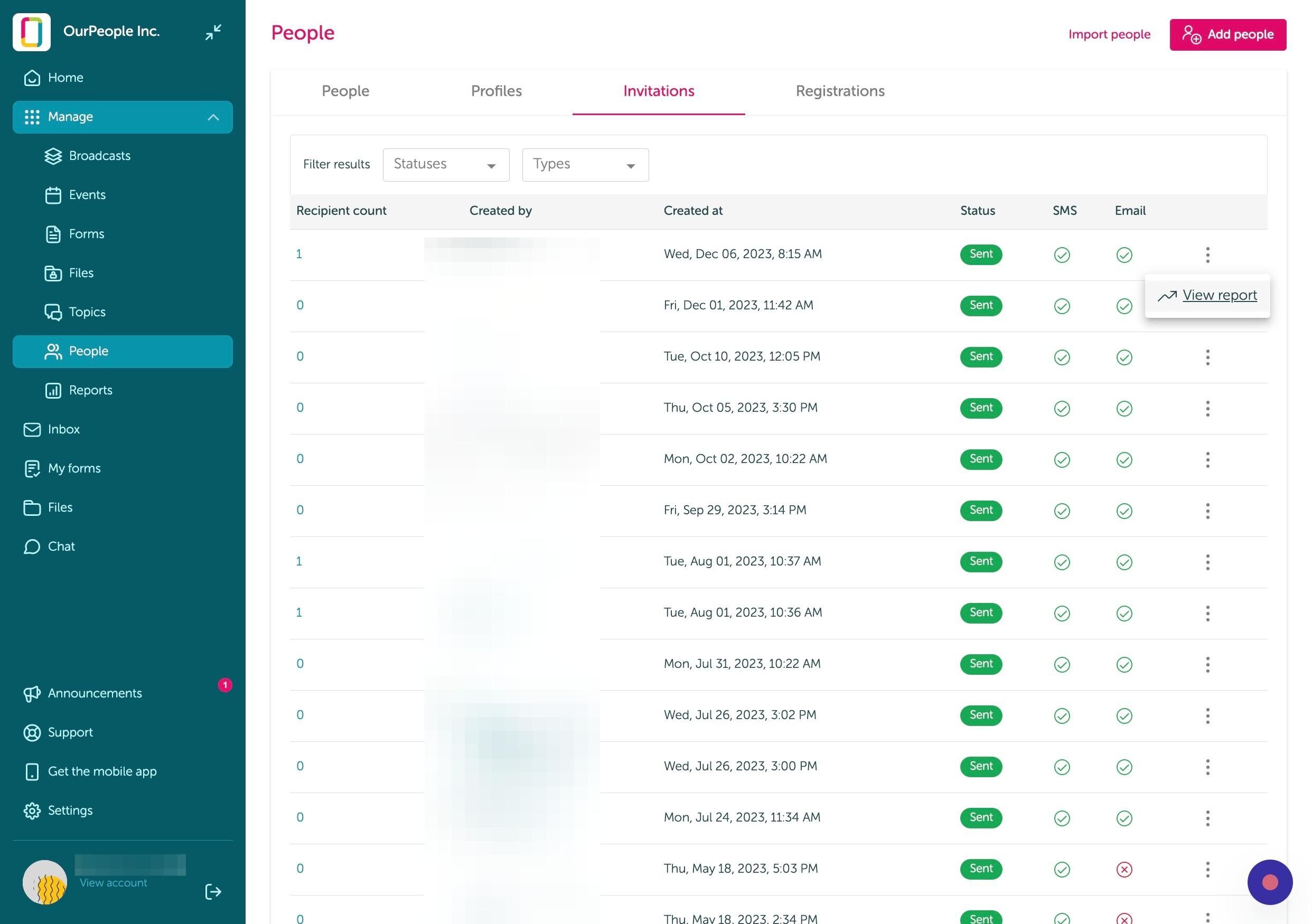 How to Manage Invites & Invite Status Explained – OurPeople