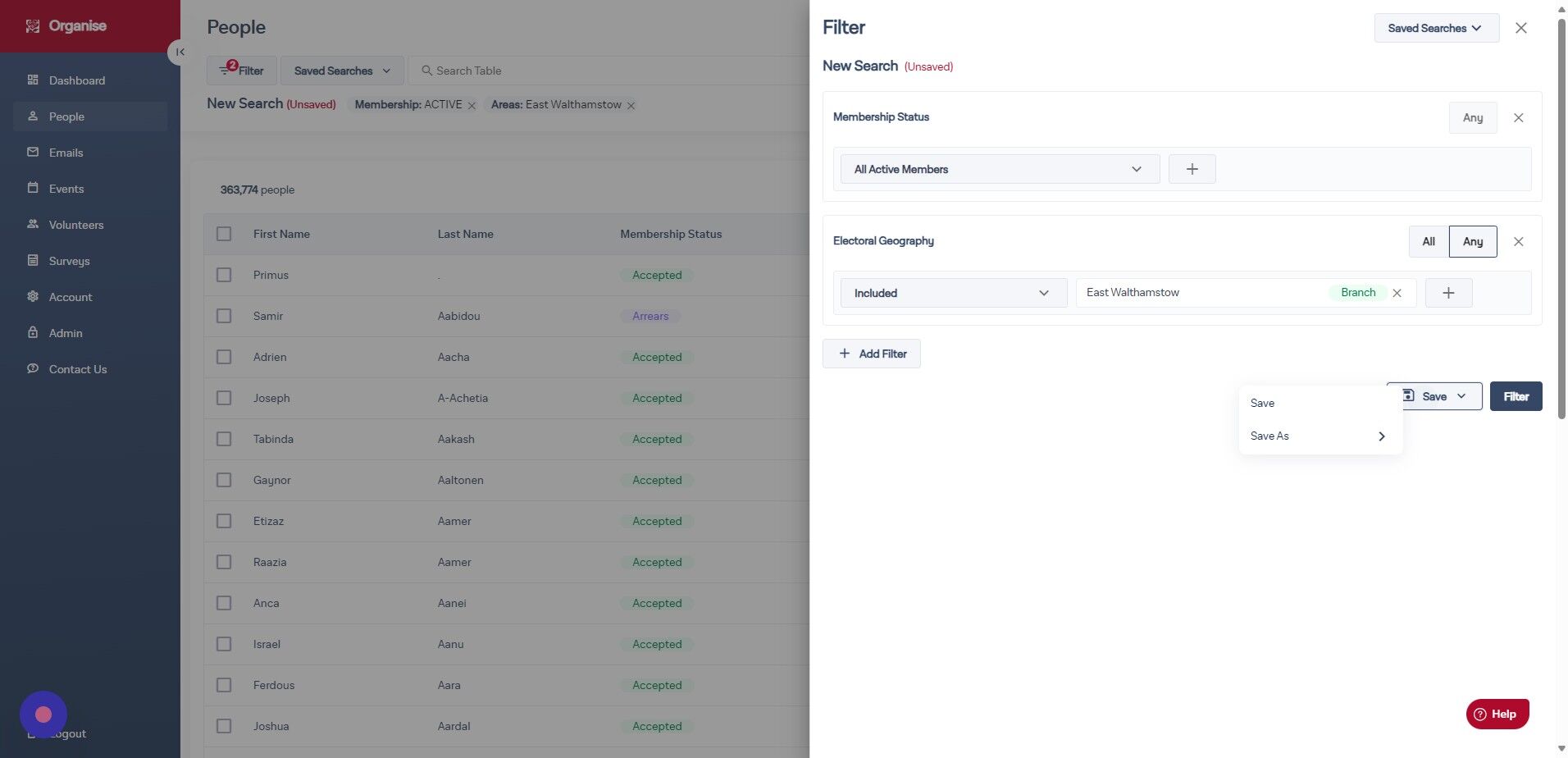 How to Create a Saved Search : Labour Tech Support