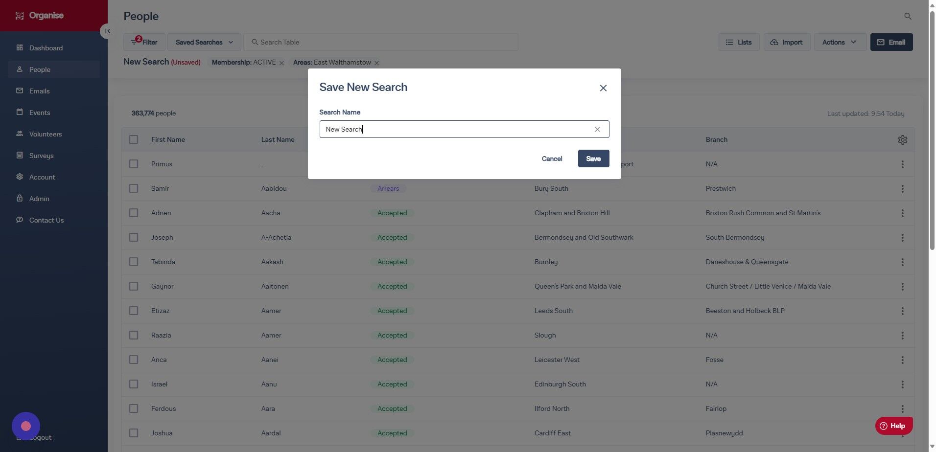 How to Create a Saved Search : Labour Tech Support