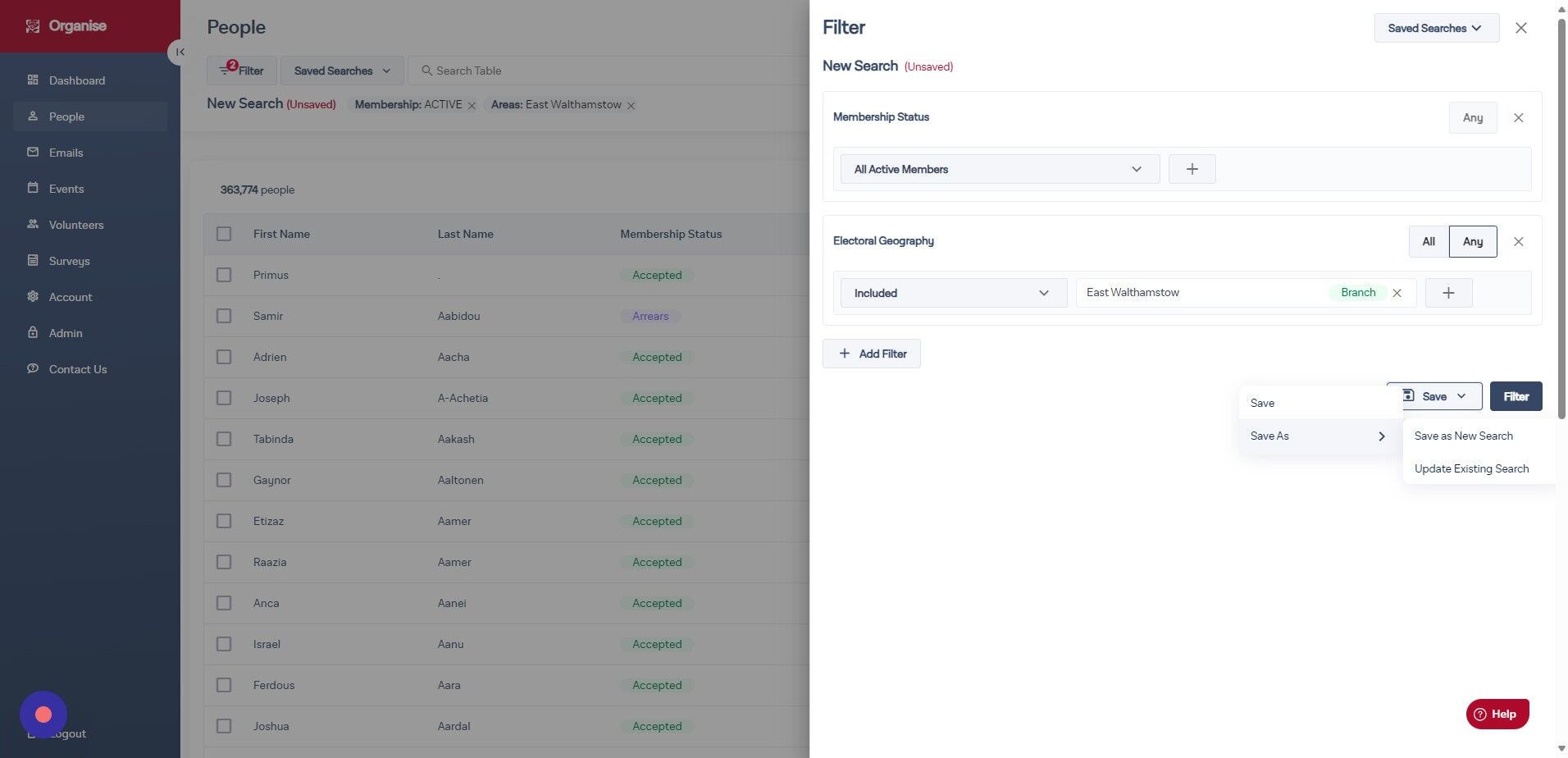 How to Create a Saved Search : Labour Tech Support