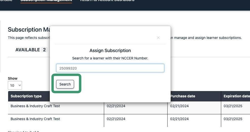 How to Assign Subscriptions Purchased in the NCCER Store