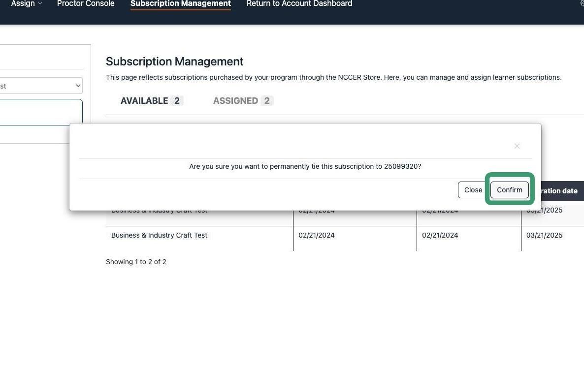 How to Assign Subscriptions Purchased in the NCCER Store
