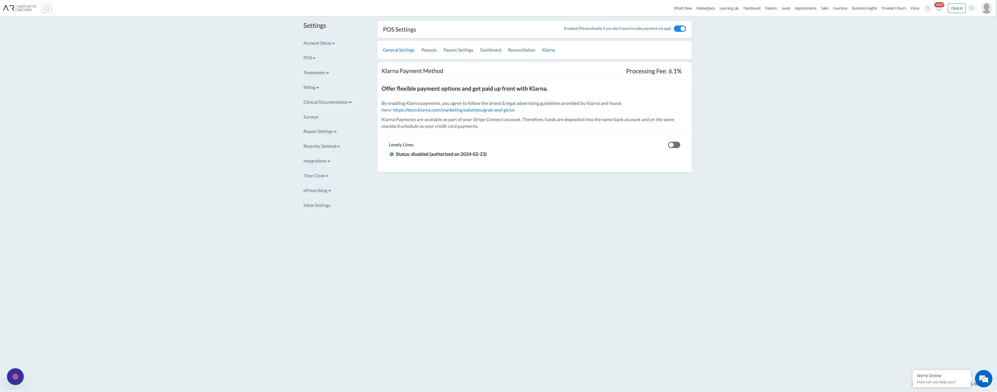 Setting Up & Using the Klarna Integration in the Aesthetic Record POS