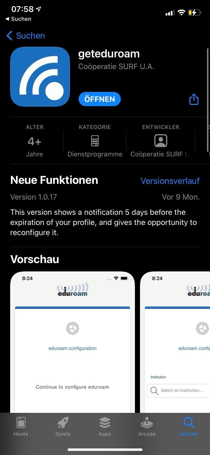 3. Nach Organisation suchen