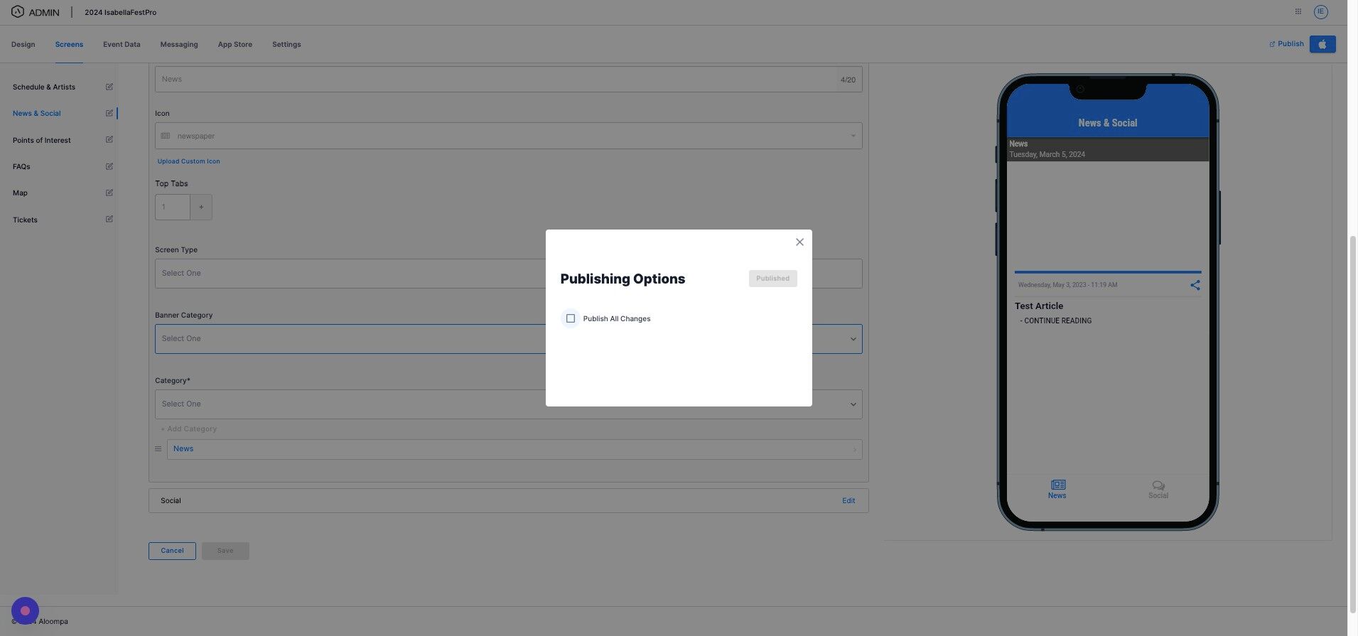 Screens: How to Add Rotating Banners to a Screen in your App - Aloompa ...
