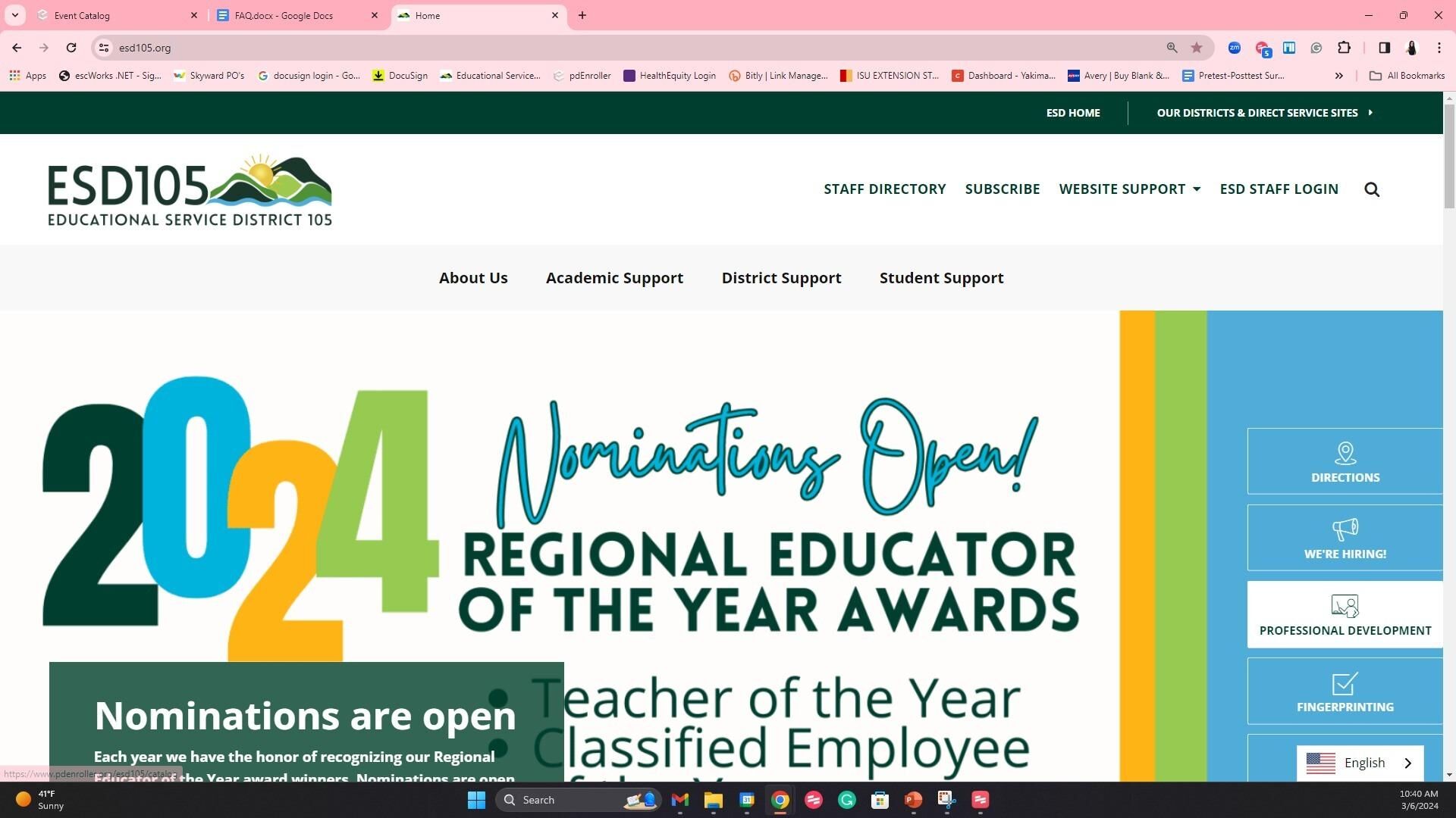 Clock Hours - Educational Services District 105