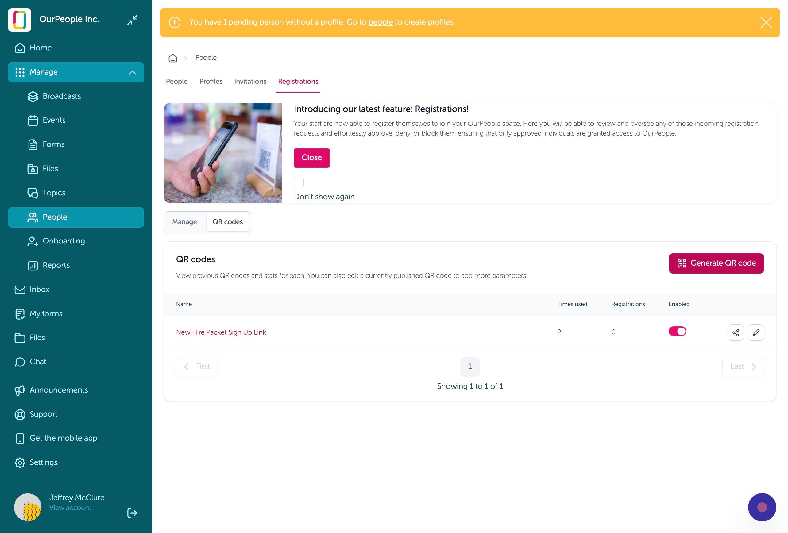 Create QR Codes for Registration – OurPeople