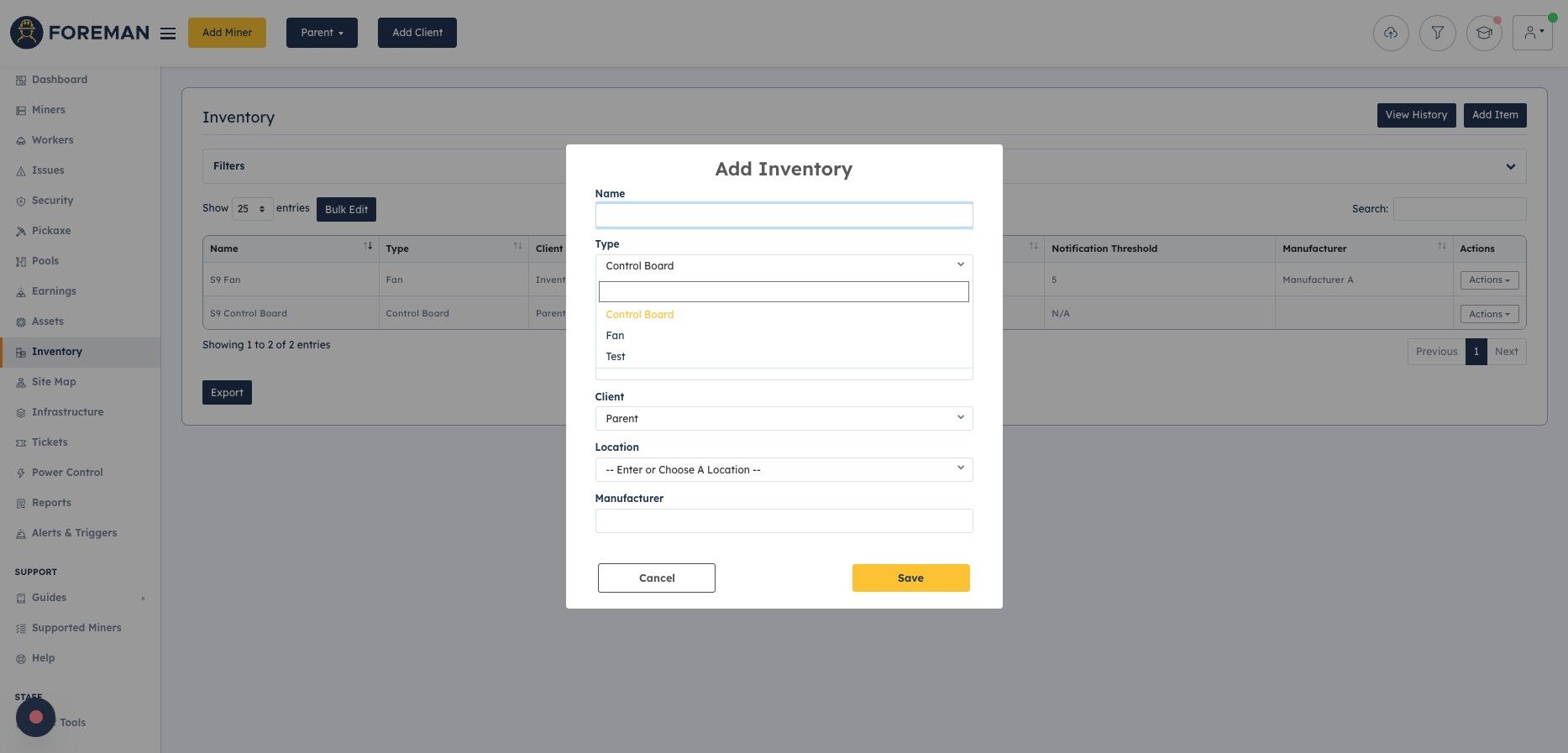 Adding a New Inventory Type to your Inventory – OBM