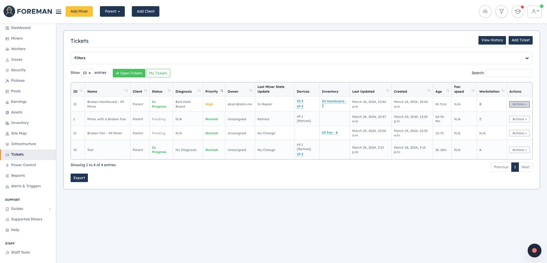 How To: Change The Status Of A Ticket – OBM